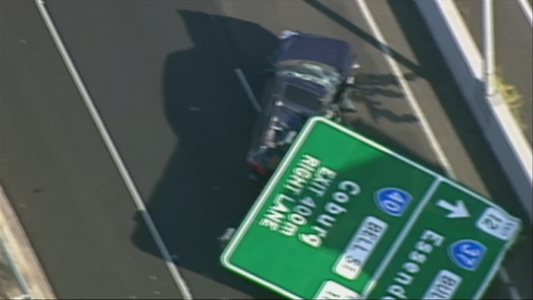 Huge Metal Road Sign Falls and Crushes Car in Freak Accident, Injures ...