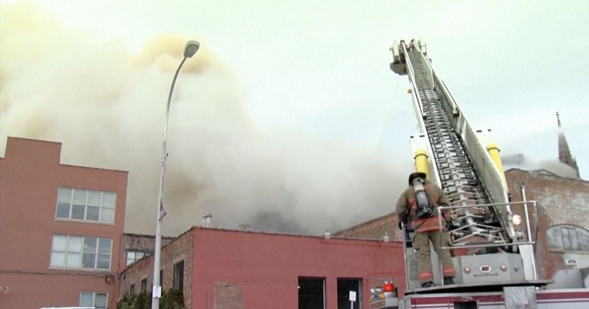 Firefighters Thrown to the Ground by Explosion While Battling Buffalo ...