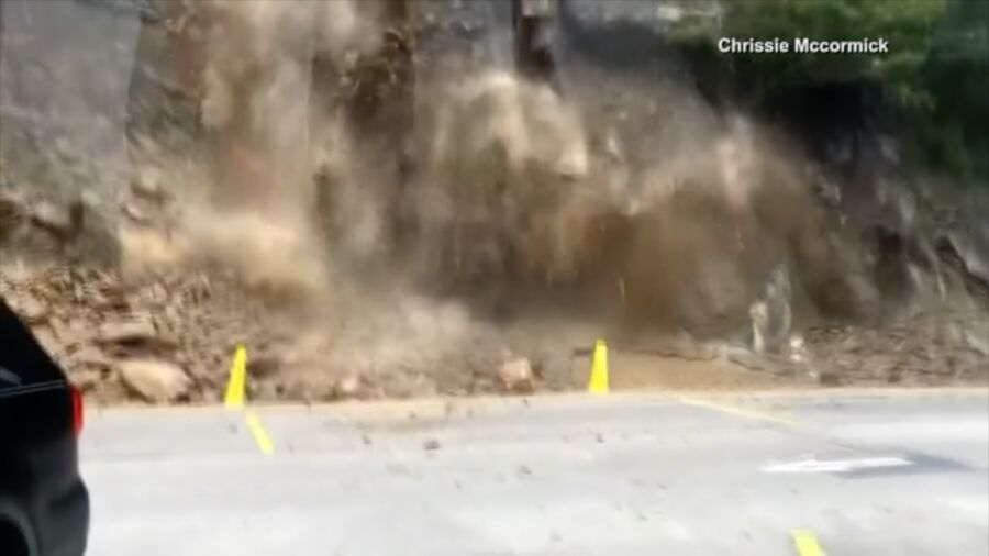 Caught on Camera: Massive Rockslide Hits Supermarket Parking Lot in ...