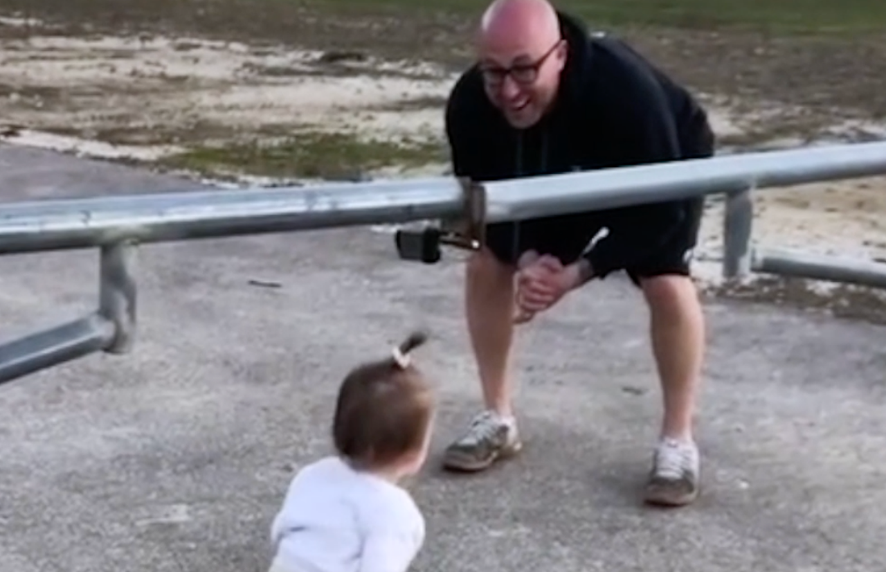 Toddler Copies Dad Crossing a Closed Gate by Crawling Underneath It | NTD