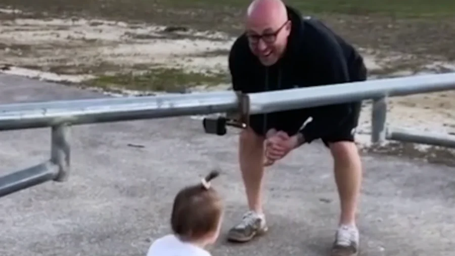 Toddler Copies Dad Crossing a Closed Gate by Crawling Underneath It | NTD