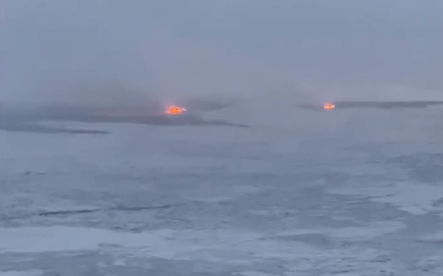Aerial Footage: Volcanic Lava Bubbles in Icelandic Snowscape | NTD