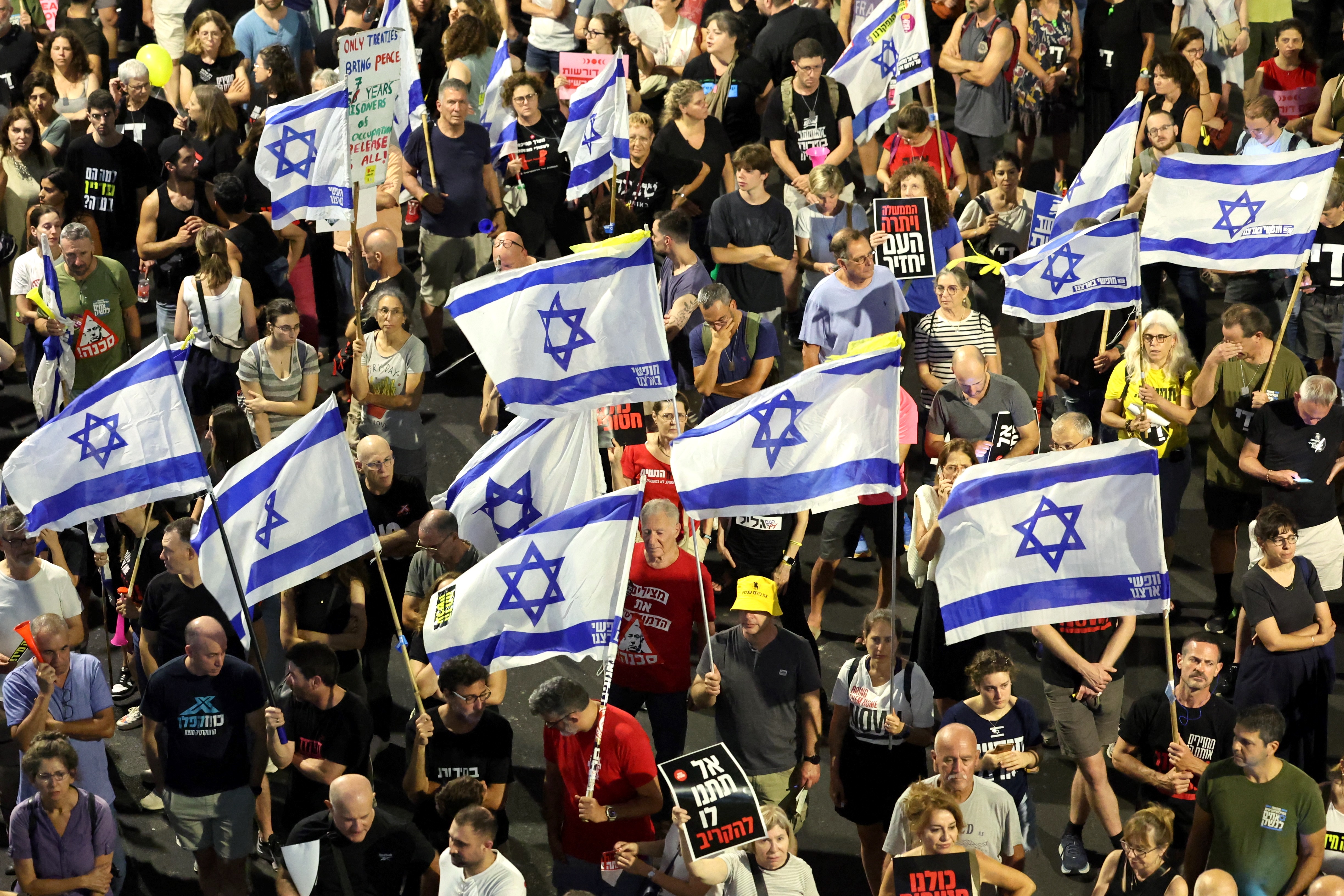 Families Of Israeli Hostages March In Tel Aviv On Day Of Israel Gaza
