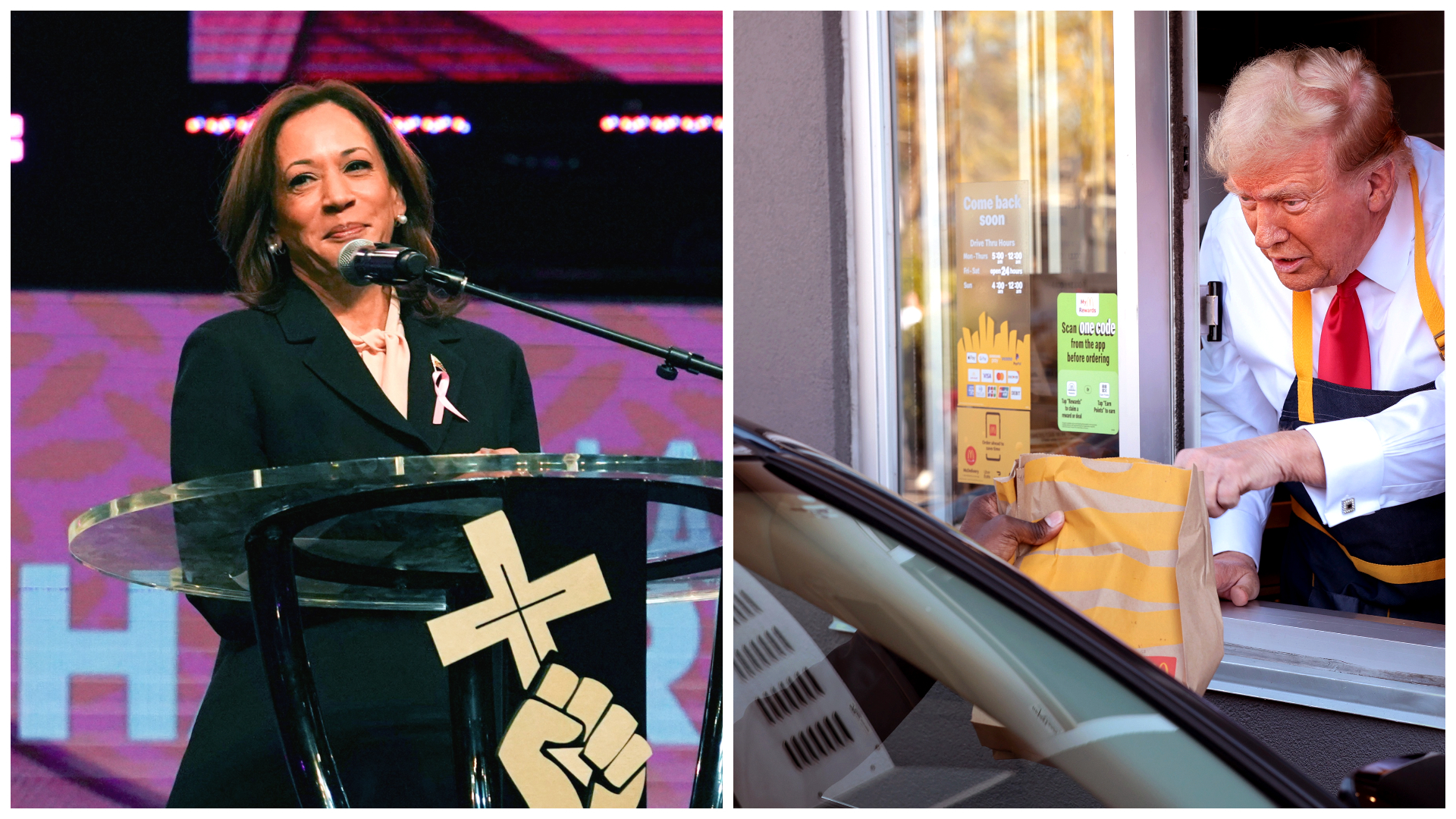 Trump Serves Food at Pennsylvania McDonald’s as Harris Visits Churches ...