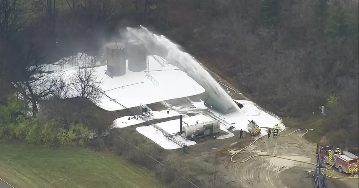 Tank Containing Oil Drilling Byproducts Explodes and Catches Fire Near ...